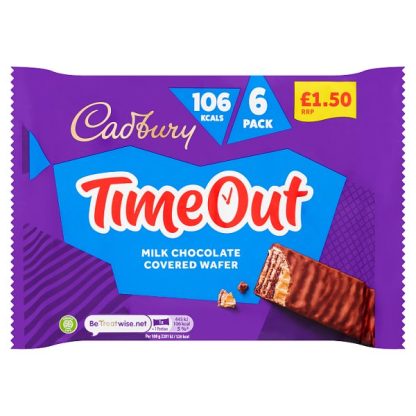 Cadbury Timeout Milk Chocolate Wafer Biscuits 6 Pack 121.2g (Case of 13 ...